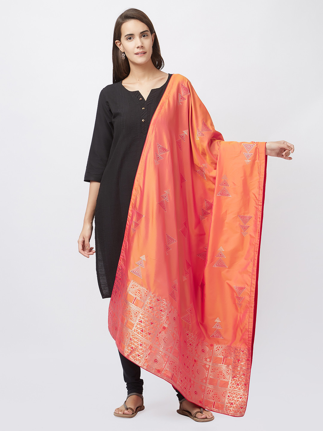 Buy Patang Peach Coloured Woven Design Silk Dupatta - Dupatta for Women ...