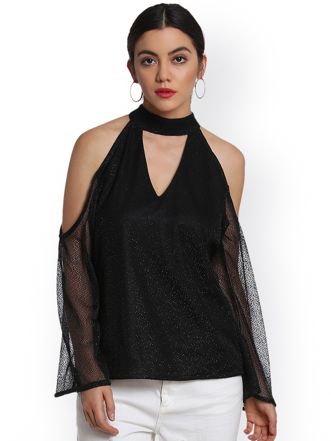 Buy THE SILHOUETTE STORE Women Black Solid Top - Tops for Women 6952623 ...