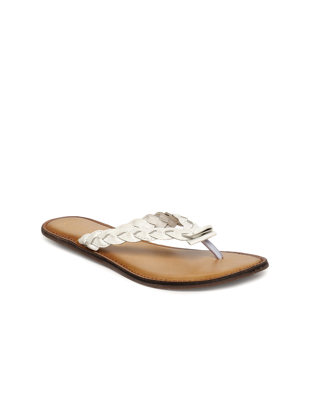 Buy Catwalk Women White Woven Design Open Toe Flats - Flats for Women ...