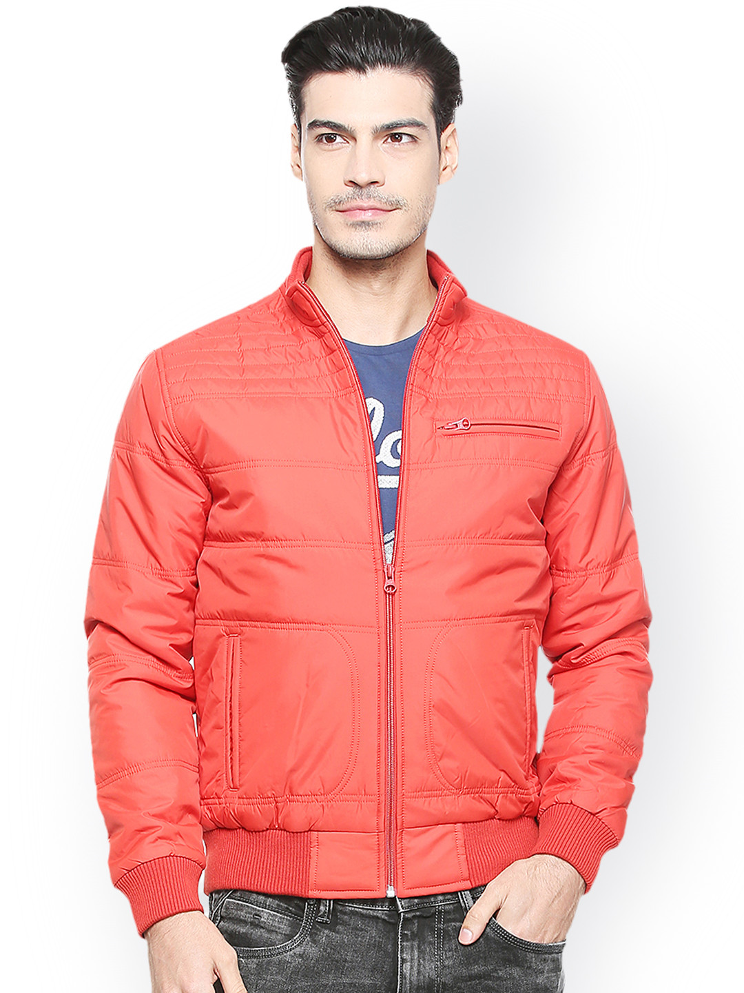 Buy People Men Red Solid Padded Jacket - Jackets for Men 6955928 | Myntra