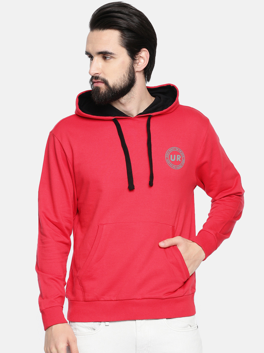 Buy Lee Men Red Solid Reflective Logo Hooded Sweatshirt - Sweatshirts ...