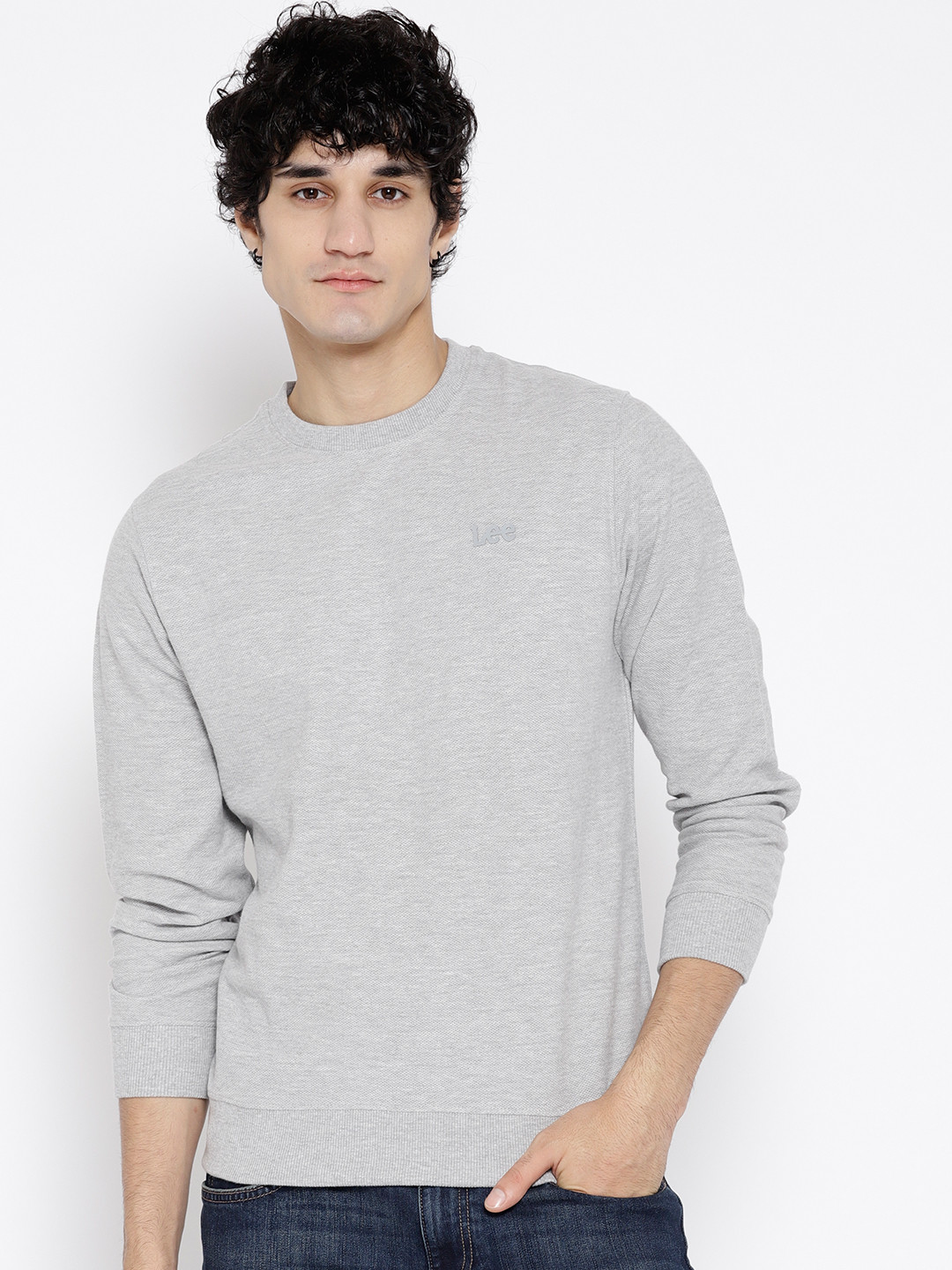 Buy Lee Men Grey Melange Solid Sweatshirt - Sweatshirts for Men 6957565 ...