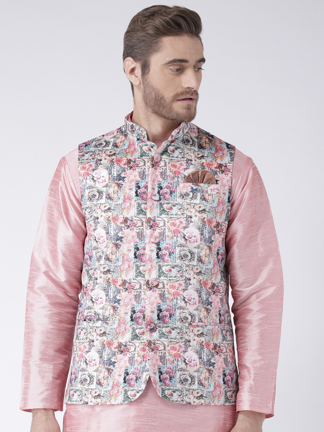 Buy Hangup Multicoloured Printed Nehru Jacket - Nehru Jackets for Men ...