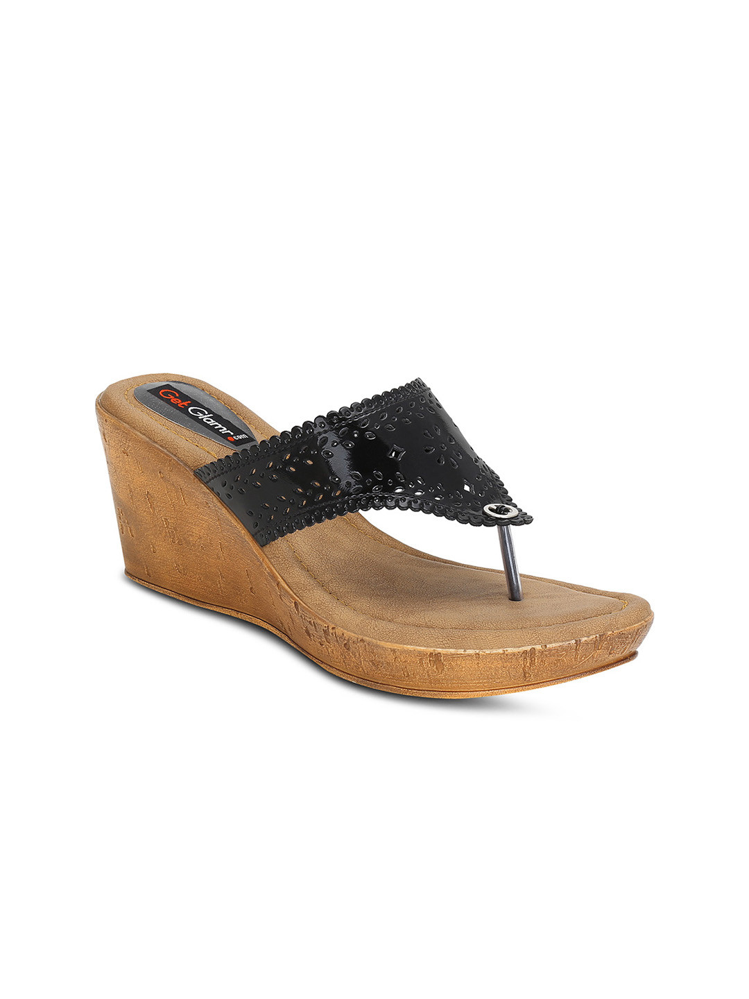 Buy Get Glamr Women Black Solid Wedges - Heels for Women 6961360 | Myntra