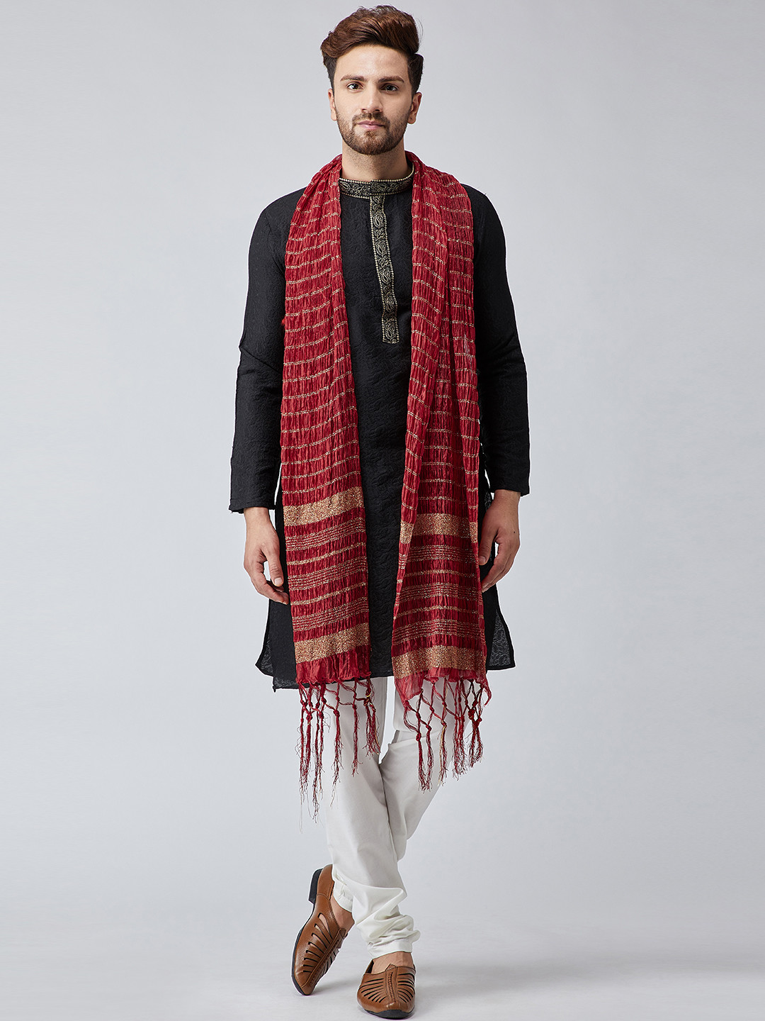 Buy SOJANYA Men Maroon Woven Design Stole - Stoles for Men 6968263 | Myntra