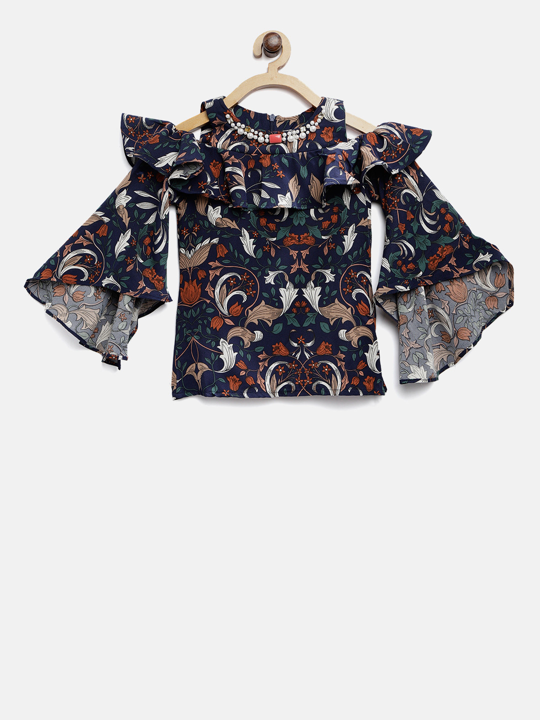 Buy Tiny Girl Navy Floral Print Top - Tops for Girls 6969002 | Myntra