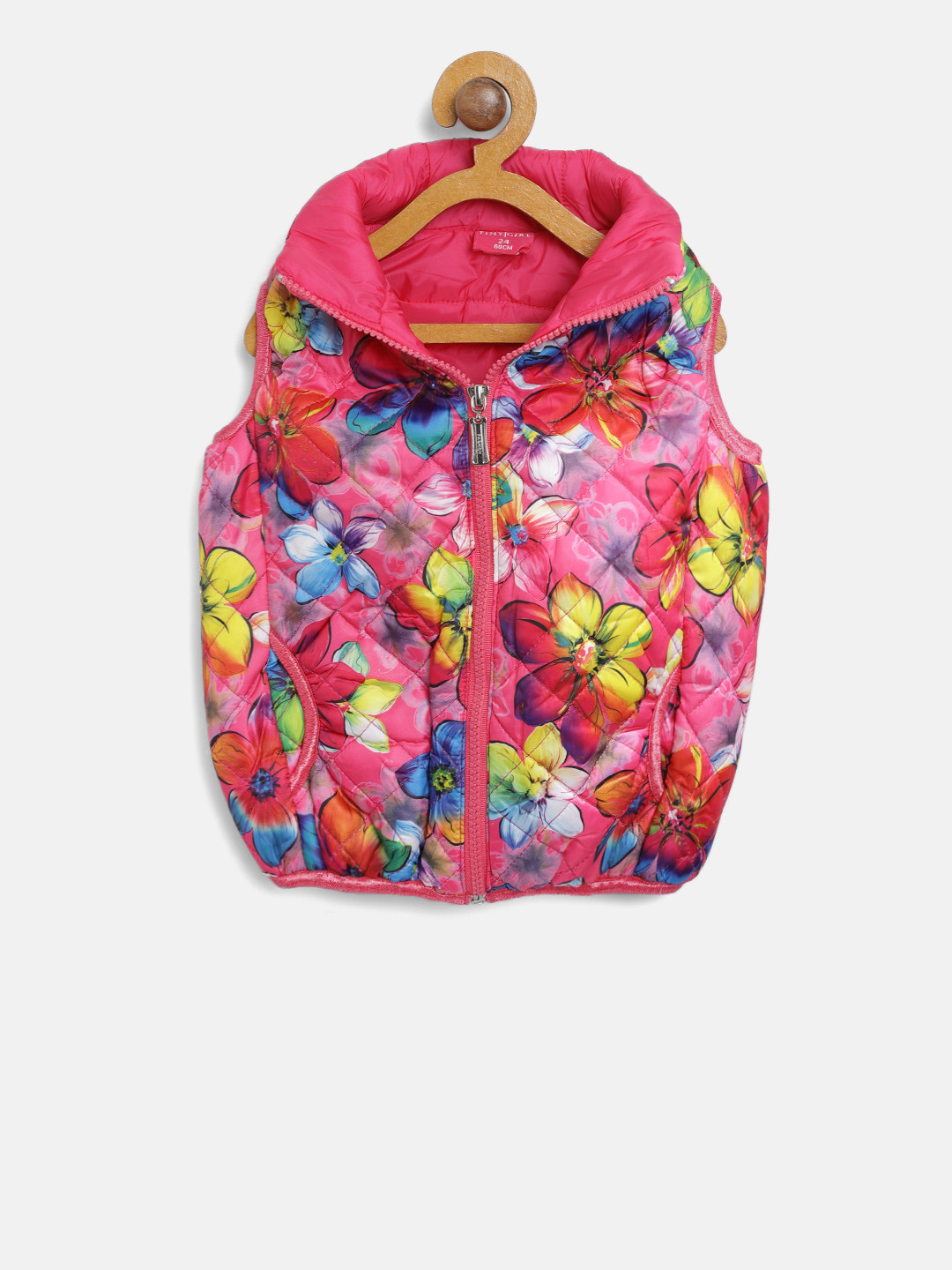 Buy Tiny Girl Pink Floral Print Quilted Jacket - Jackets for Girls ...