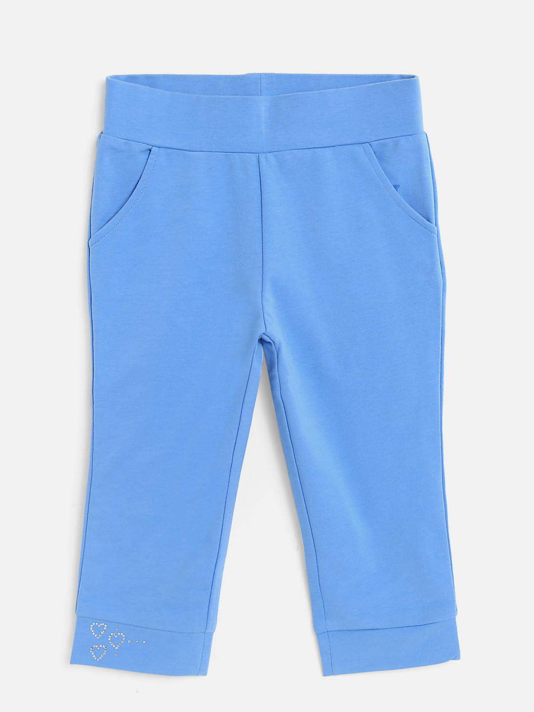 Buy Tiny Girl Blue Solid Regular Fit Capris - Capris for Girls 6969240 ...