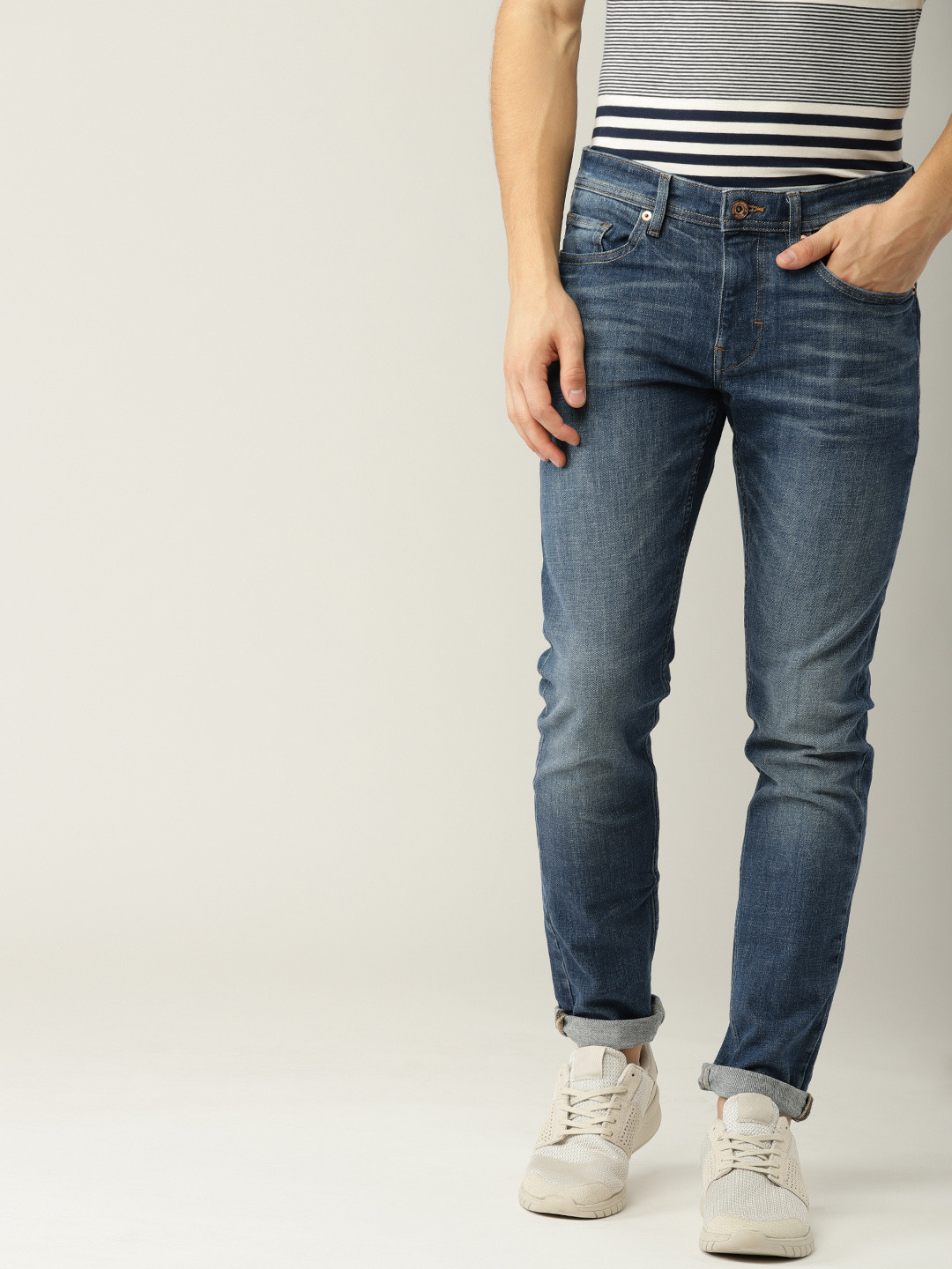 Buy ESPRIT Men Blue Slim Fit Mid Rise Clean Look Stretchable Jeans ...