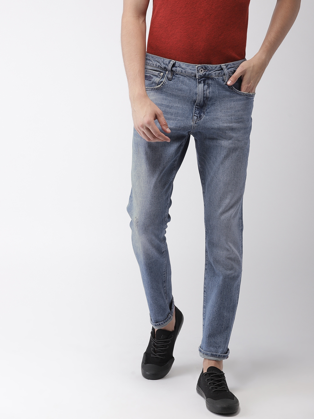 Buy Superdry Men Blue Straight Fit Mid Rise Clean Look Stretchable Jeans Jeans For Men 6971222