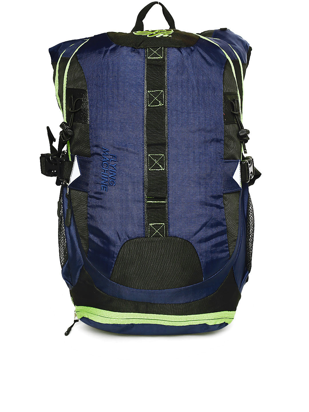 Buy Flying Machine Unisex Navy Blue & Black Solid Laptop Backpack ...