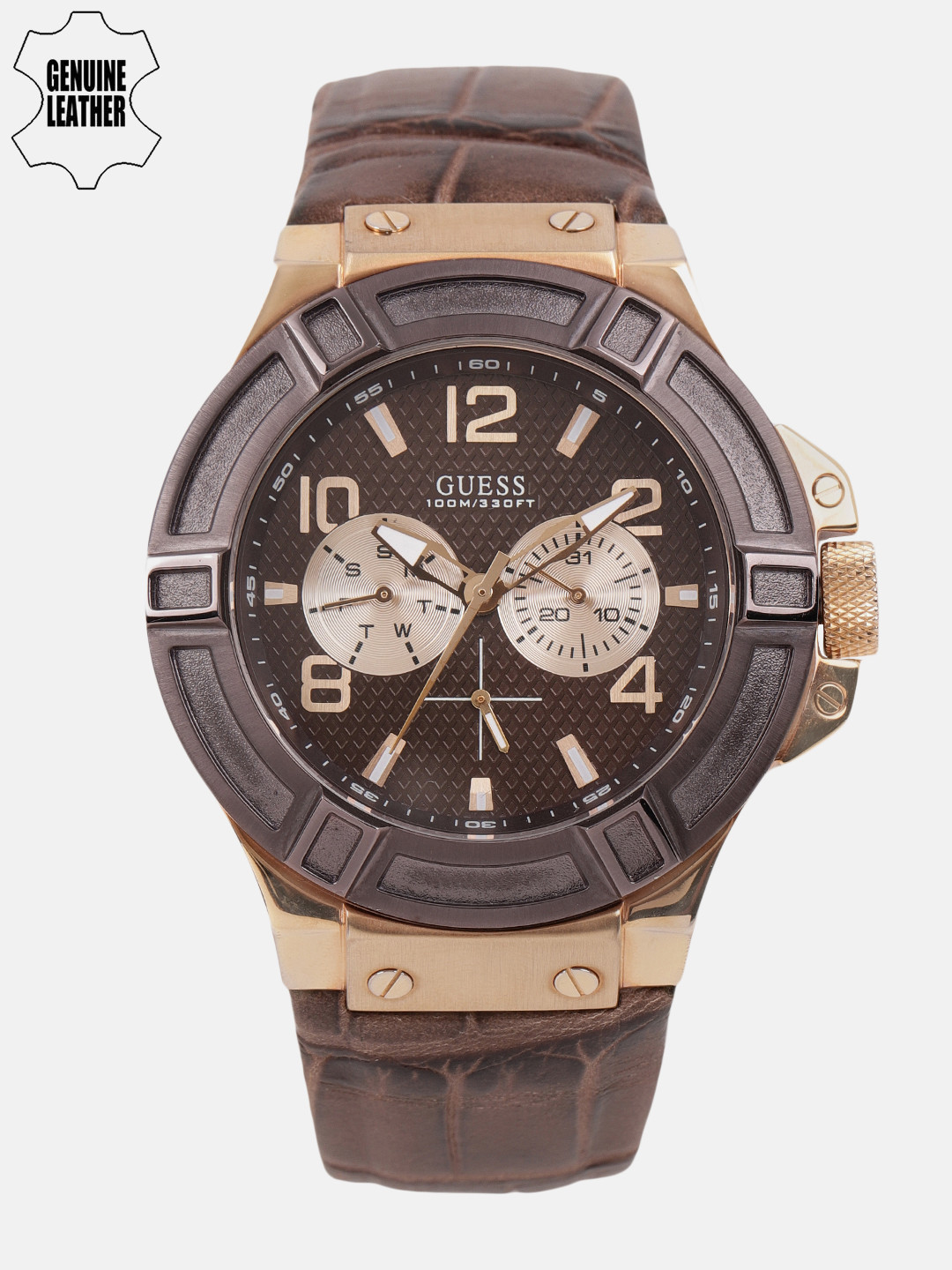Buy GUESS Men Brown Rigor Analogue Watch W0040G3_OR - Watches for Men ...
