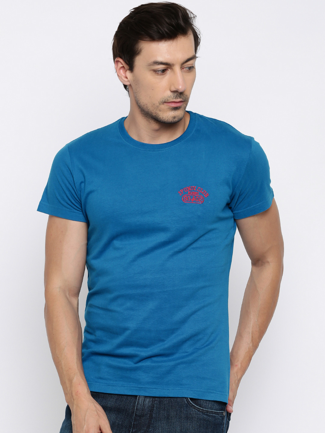Buy John Players Men Blue Pure Cotton T Shirt - Tshirts for Men 697678 ...