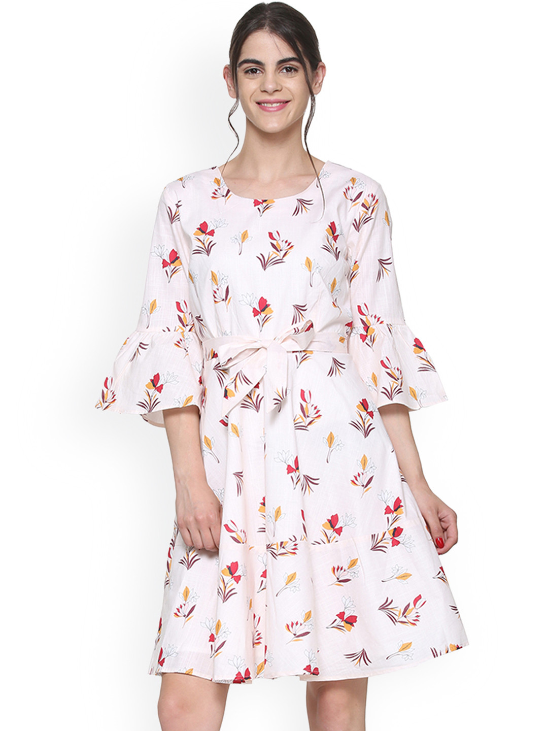 Buy Allen Solly Woman White Printed Fit And Flare Dress - Dresses for ...