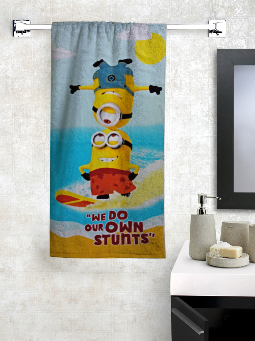Buy Disney Minions Print Bath Towel 350 GSM - Bath Towels for Unisex ...