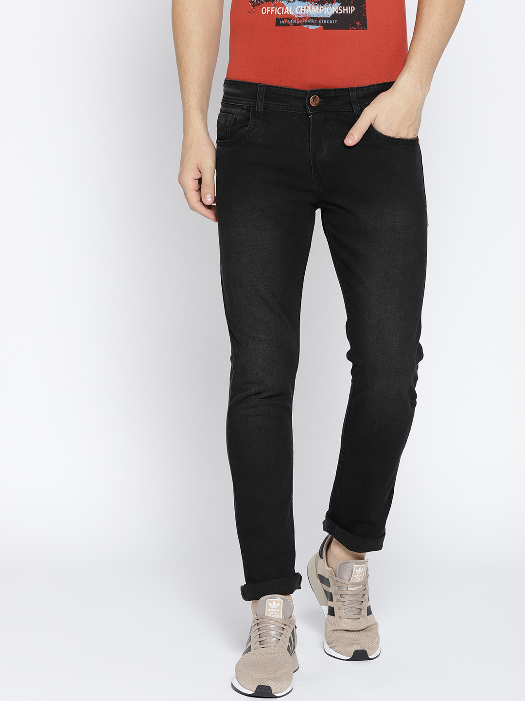 Buy Rasm Men Black Slim Fit Mid Rise Clean Look Stretchable Jeans ...