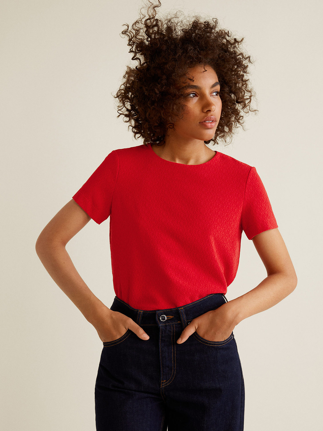 Buy MANGO Women Red Self Design Top - Tops for Women 6995557 | Myntra