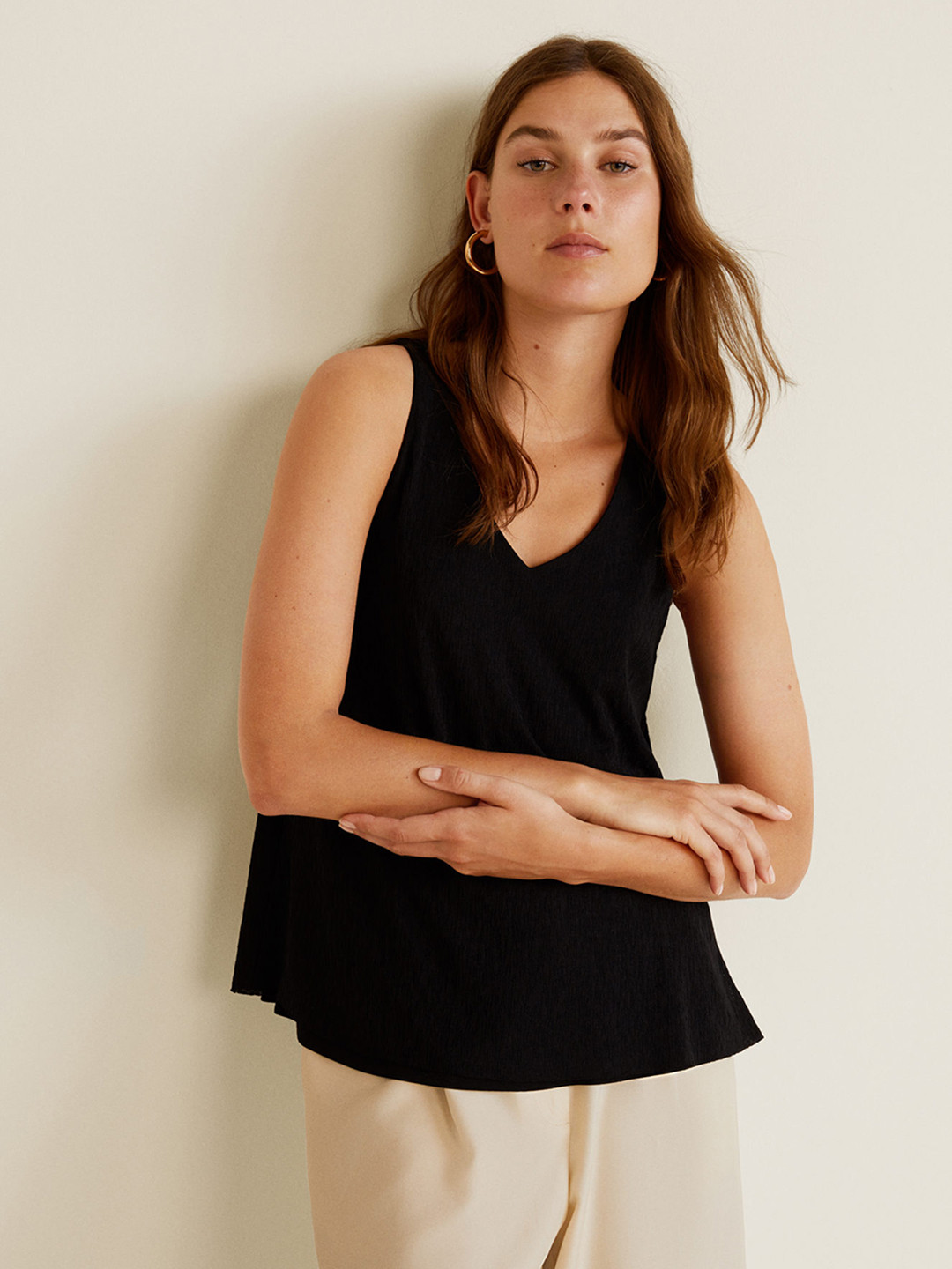 Buy MANGO Women Black Solid Layered A Line Top - Tops for Women 6995606 ...