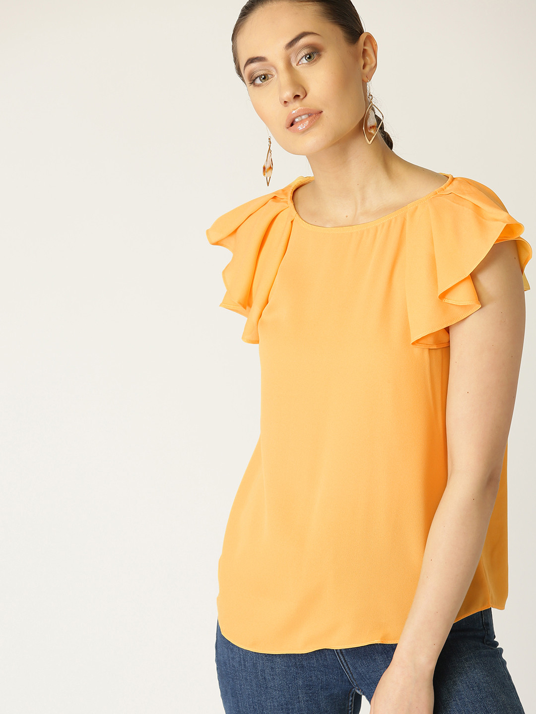 Buy MANGO Women Yellow Solid Top - Tops for Women 8327301 | Myntra