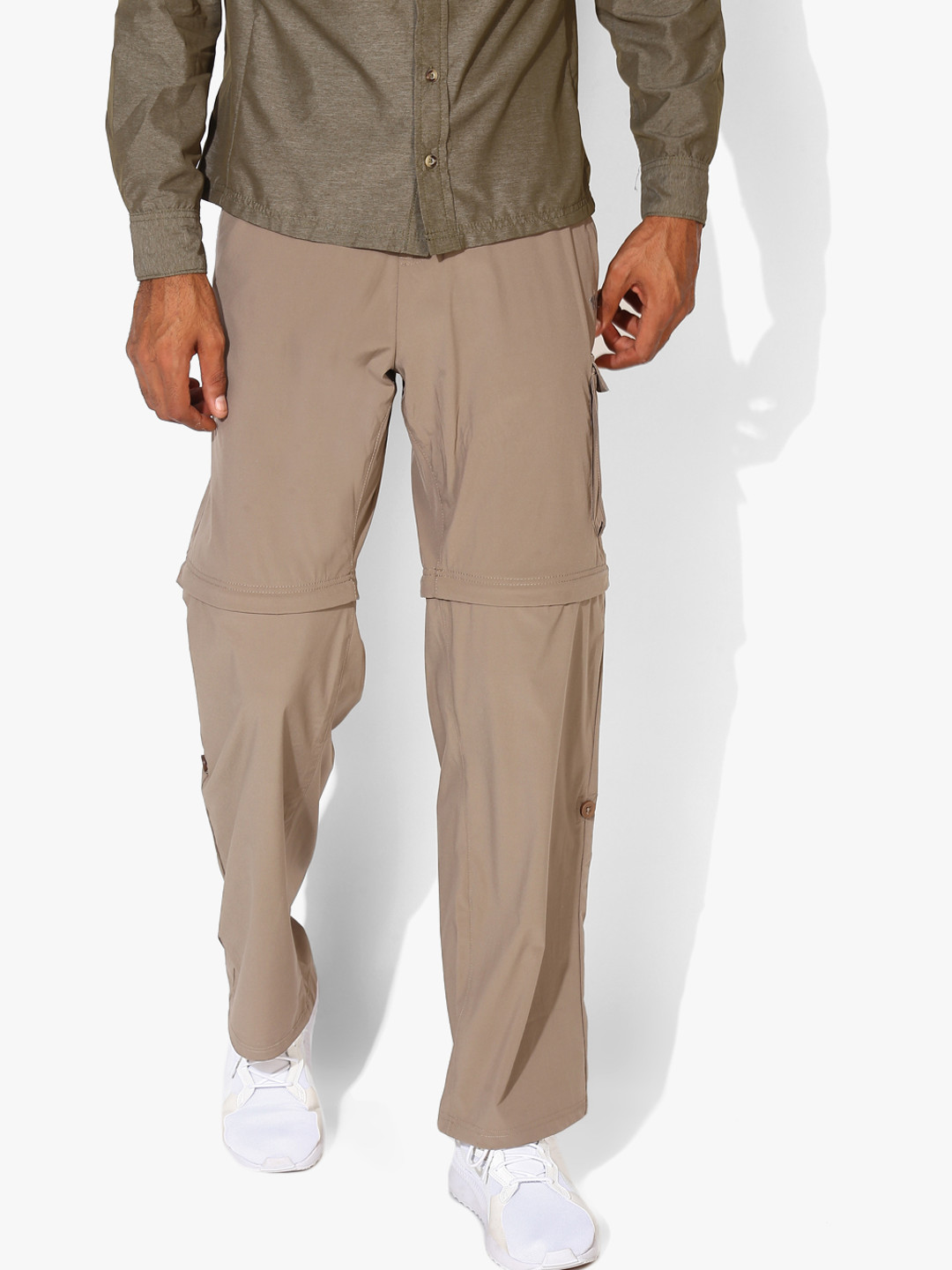 Buy Wildcraft Men Khaki Solid Outdoor Convertible Track Pants Cum ...