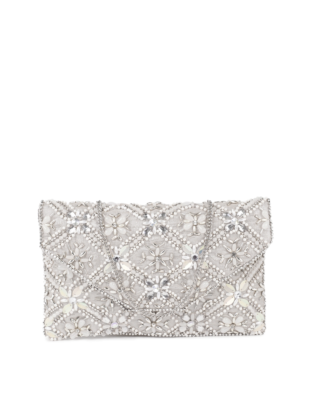 Buy Accessorize Silver Toned Embellished Clutch Clutches For Women
