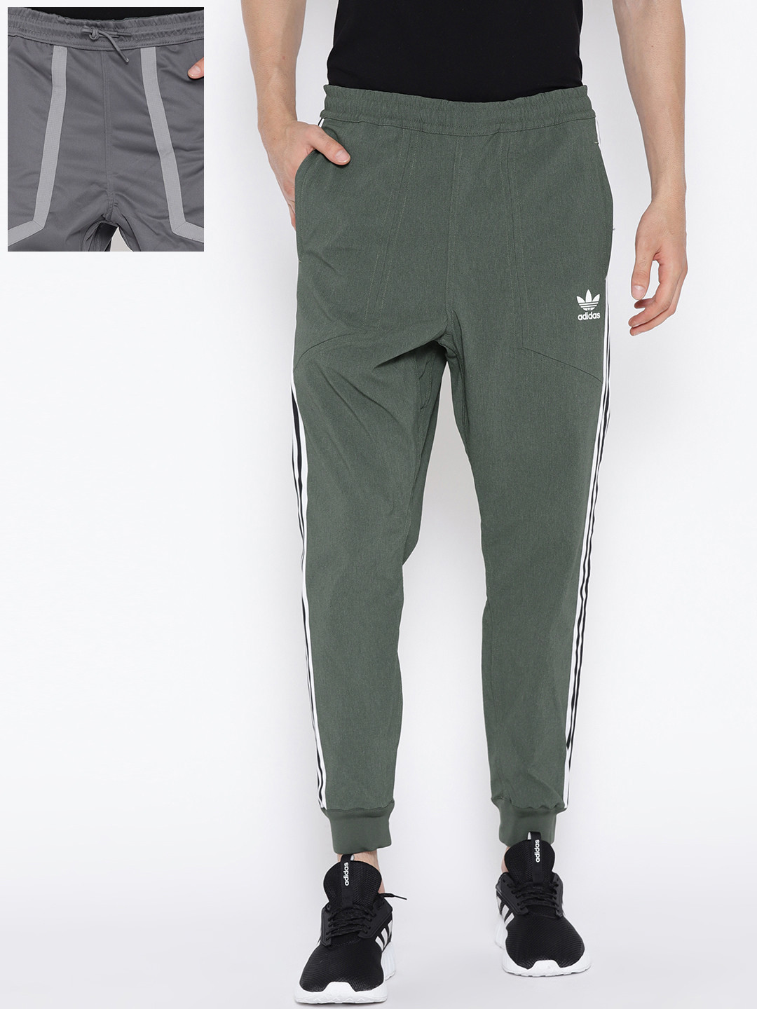 Buy ADIDAS Originals Olive Green & Grey 2020 Reversible Joggers - Track ...