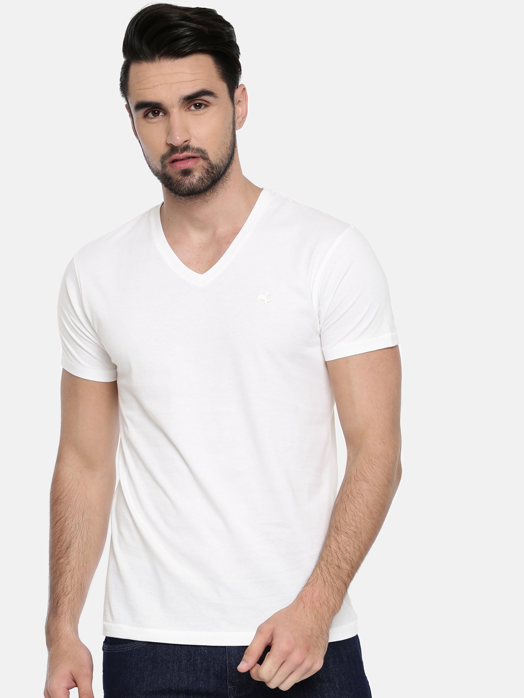 Buy Wrangler Men White Solid V Neck T Shirt - Tshirts For Men 7026676 