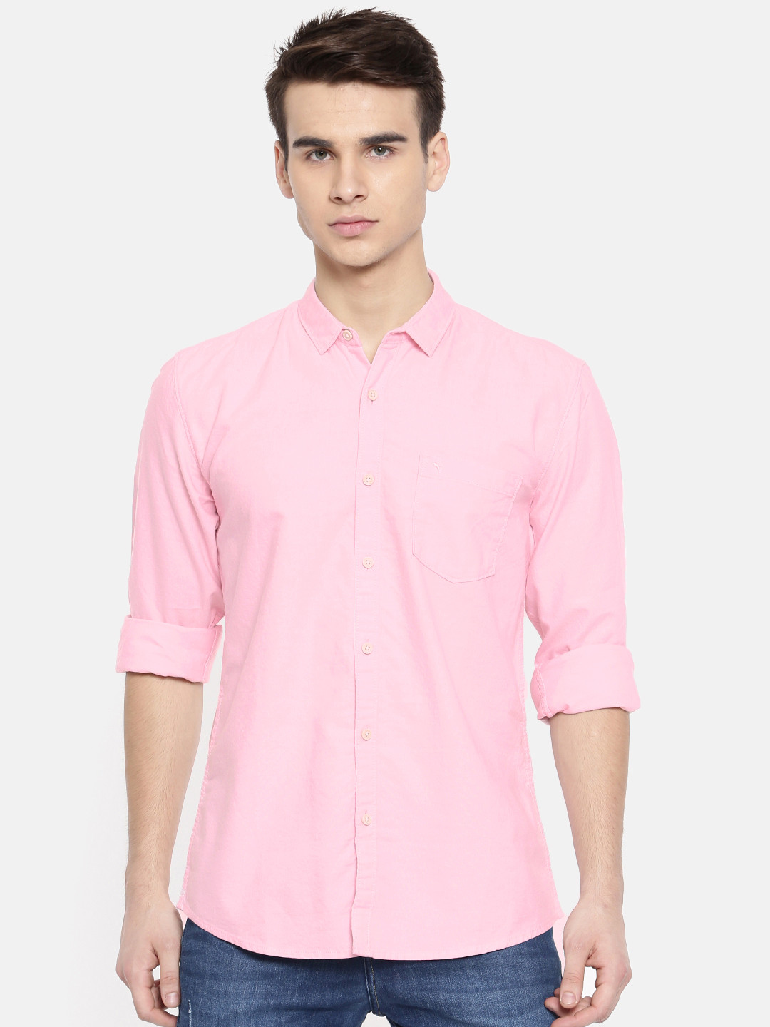 Buy Wrangler Men Pink Regular Fit Solid Casual Shirt - Shirts for Men ...