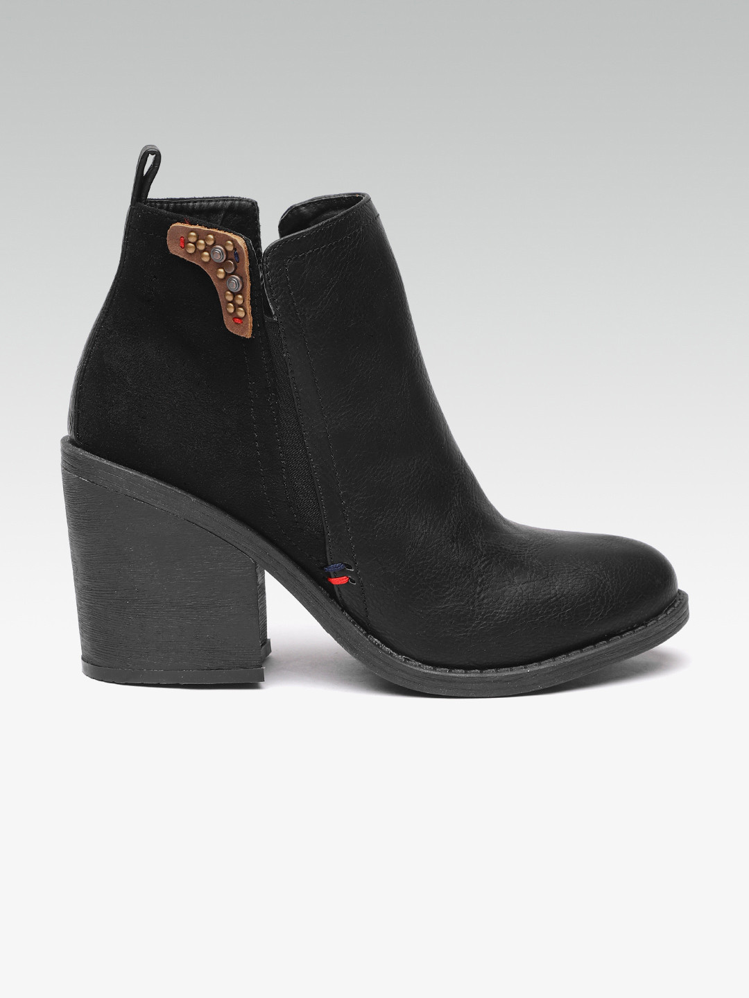 Buy ELLE Women Black Solid Heeled Boots - Boots for Women 7029681 | Myntra