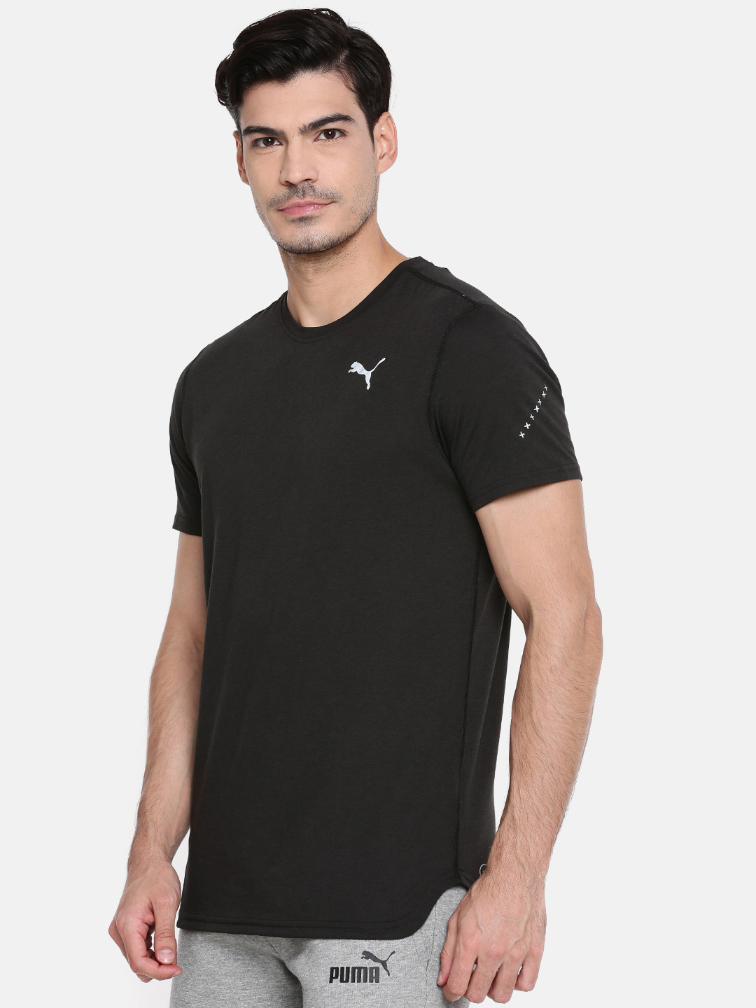 Buy Puma Men Black Solid Triblend DRY CELL T Shirt - Tshirts for Men ...