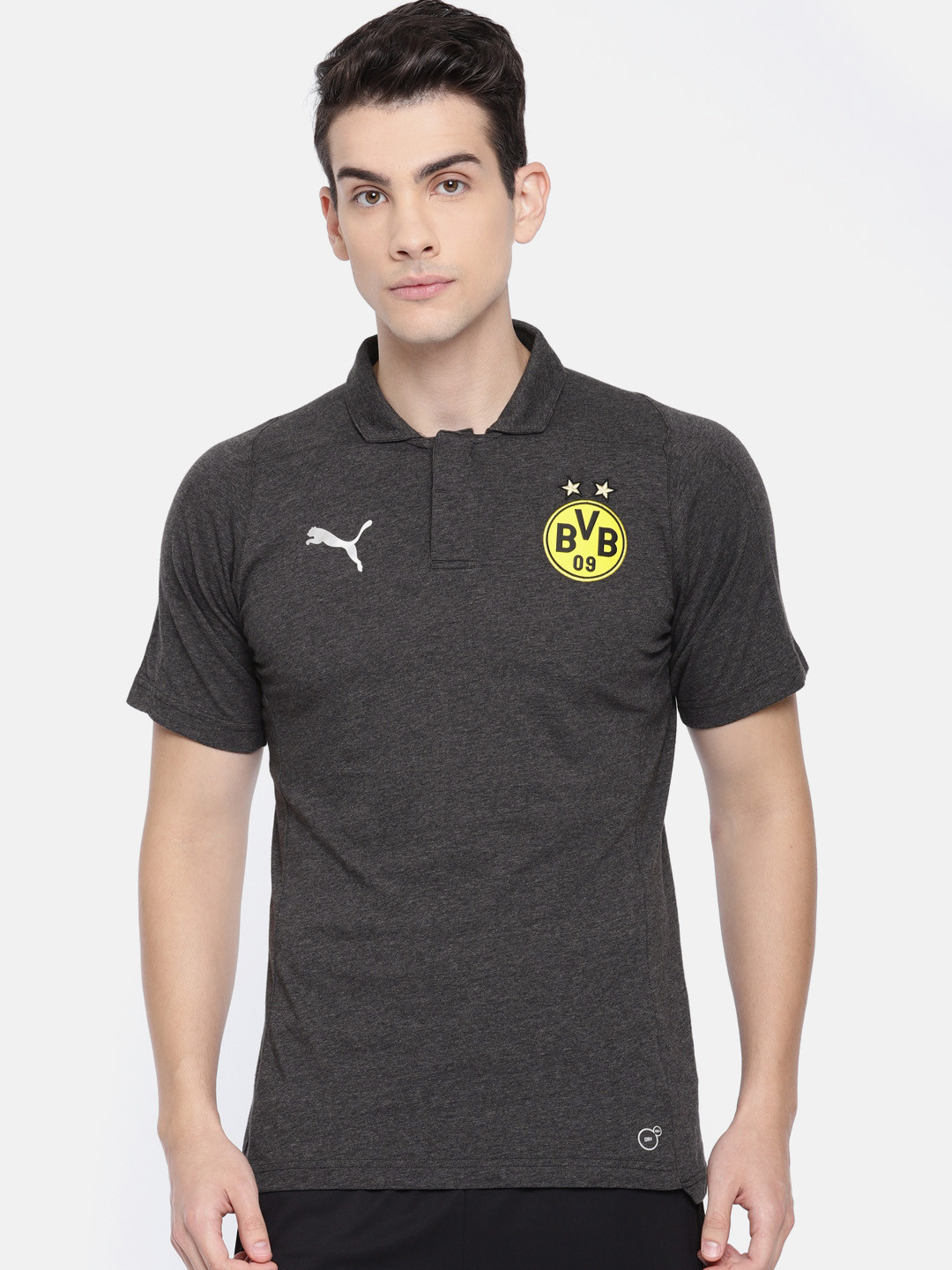 Buy Puma Men Charcoal Grey Solid BVB Casual Polowithout Sponsor Logo ...
