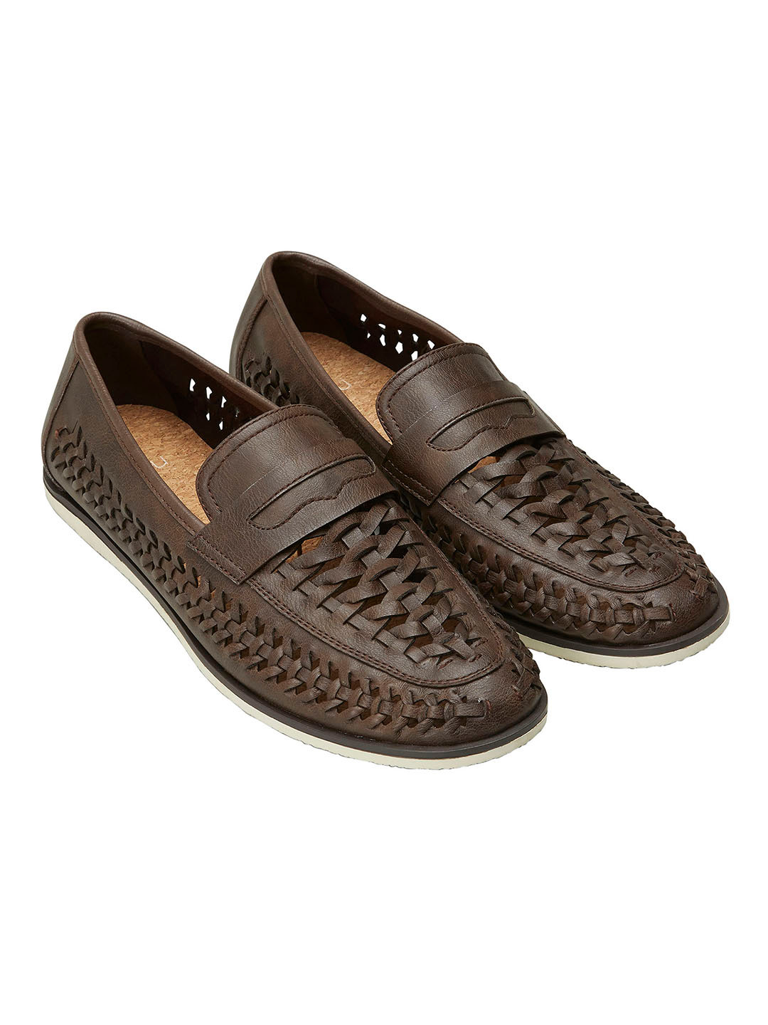Buy Next Men Brown Woven Leather Loafers - Casual Shoes for Men 7040808 ...