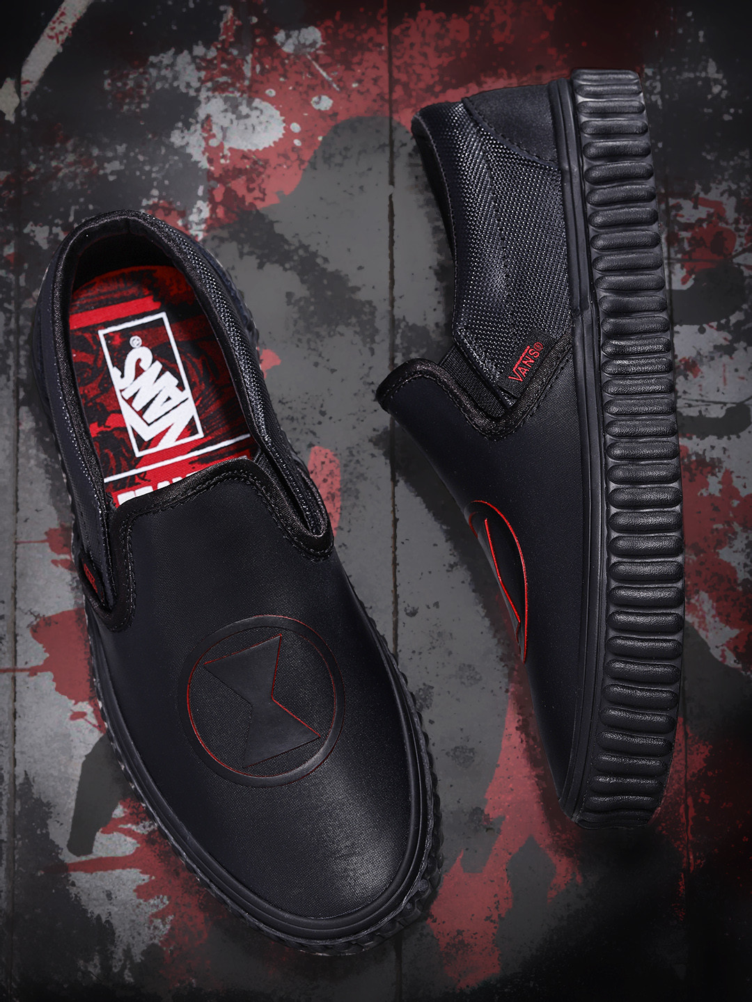 Buy Vans Women Marvel Black Widow Classic Slip On Sneakers - Casual ...