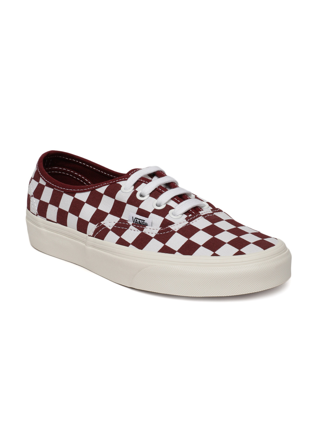 Buy Vans Unisex Maroon & White Checked Authentic Sneakers - Casual ...