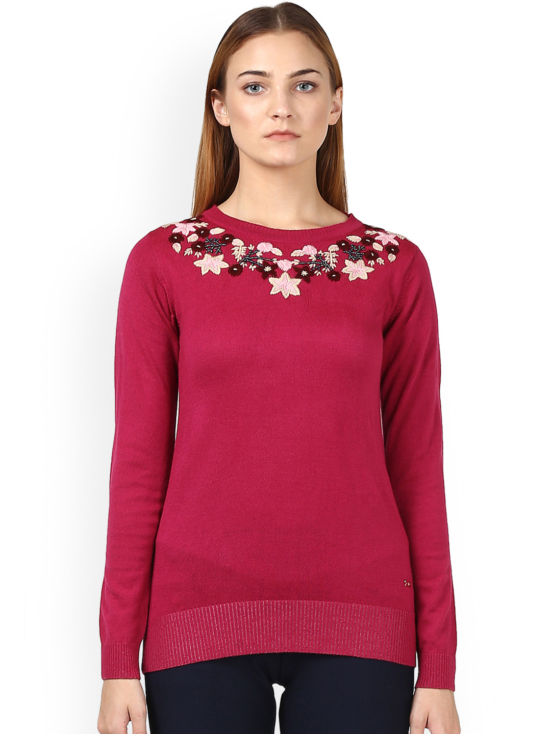 Buy Park Avenue Woman Maroon Solid Pullover - Sweaters for Women ...