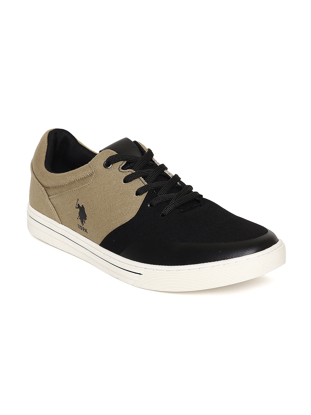 Buy U.S. Polo Assn. Men Deloris Khaki & Black Colourblocked Sneakers ...