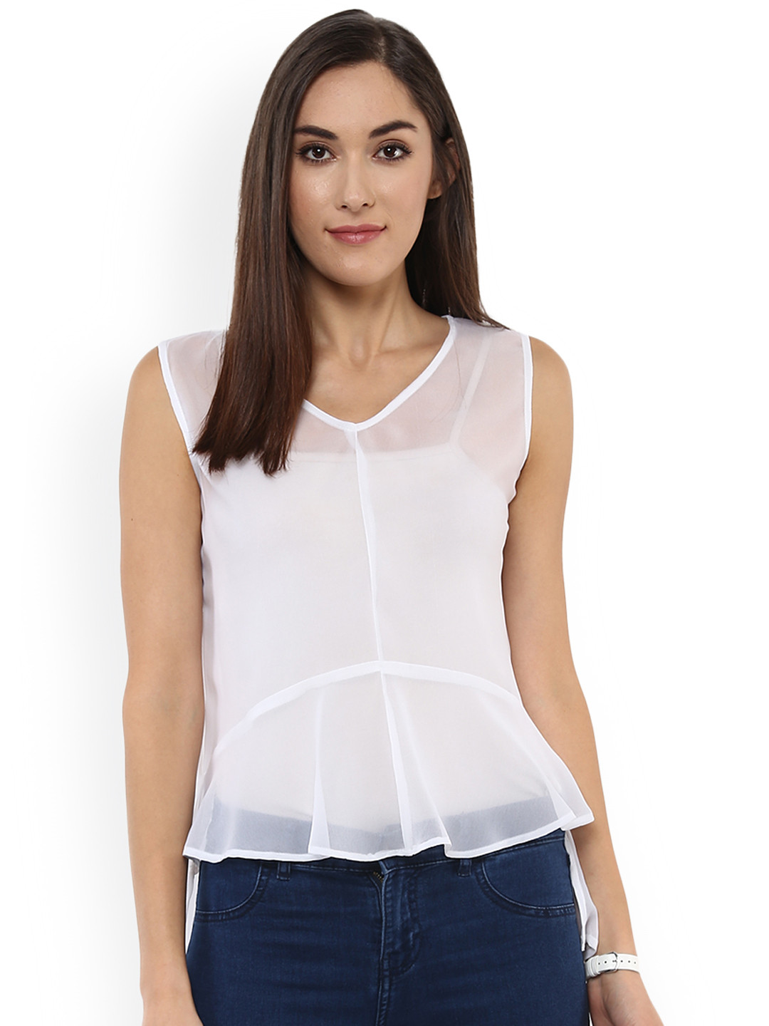 Buy Zima Leto Women White Solid High Low Top - Tops for Women 7057788 ...