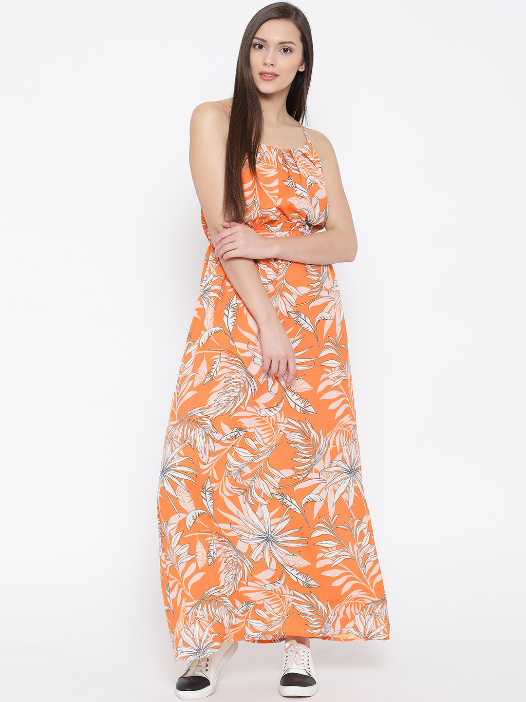 Buy Vero Moda Orange Printed Maxi Dress - Dresses for Women 706958 | Myntra