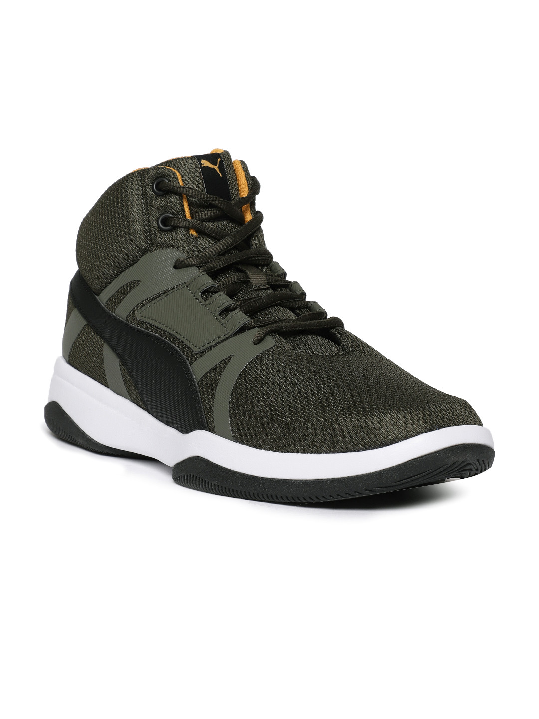 Buy Puma Men Olive Green Rebound Street BSK Mesh Mid Top Basketball ...
