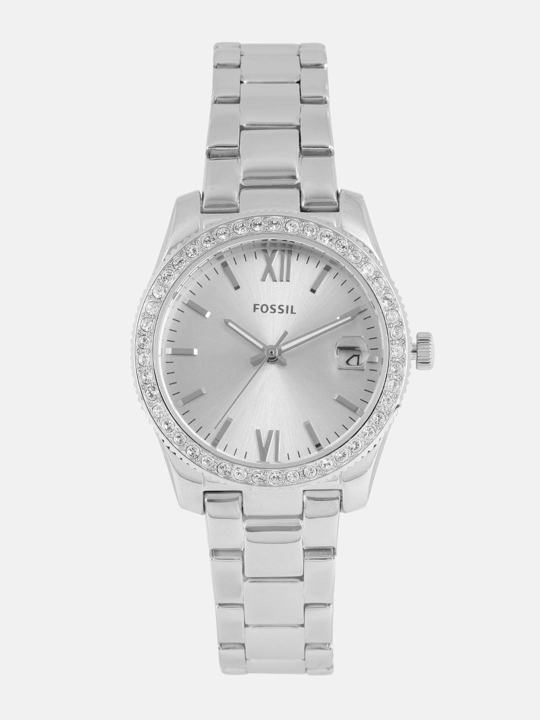 Buy Fossil Women Silver Toned Embellished Analogue Watch ES4317 ...