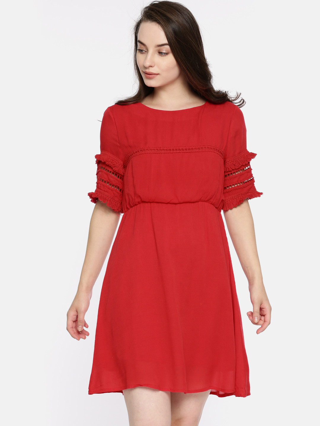 Buy Elle Women Red Solid Blouson Dress - Dresses for Women 7080158 | Myntra