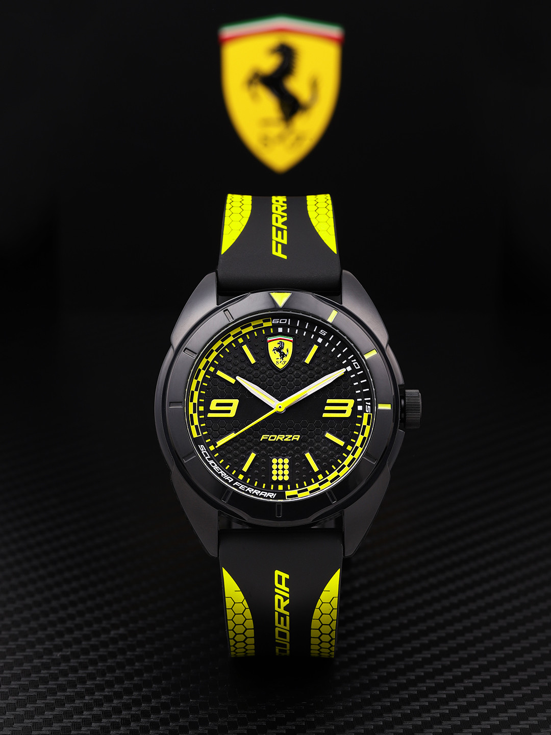 Buy SCUDERIA FERRARI Men Black Textured Analogue Watch 0830516 ...