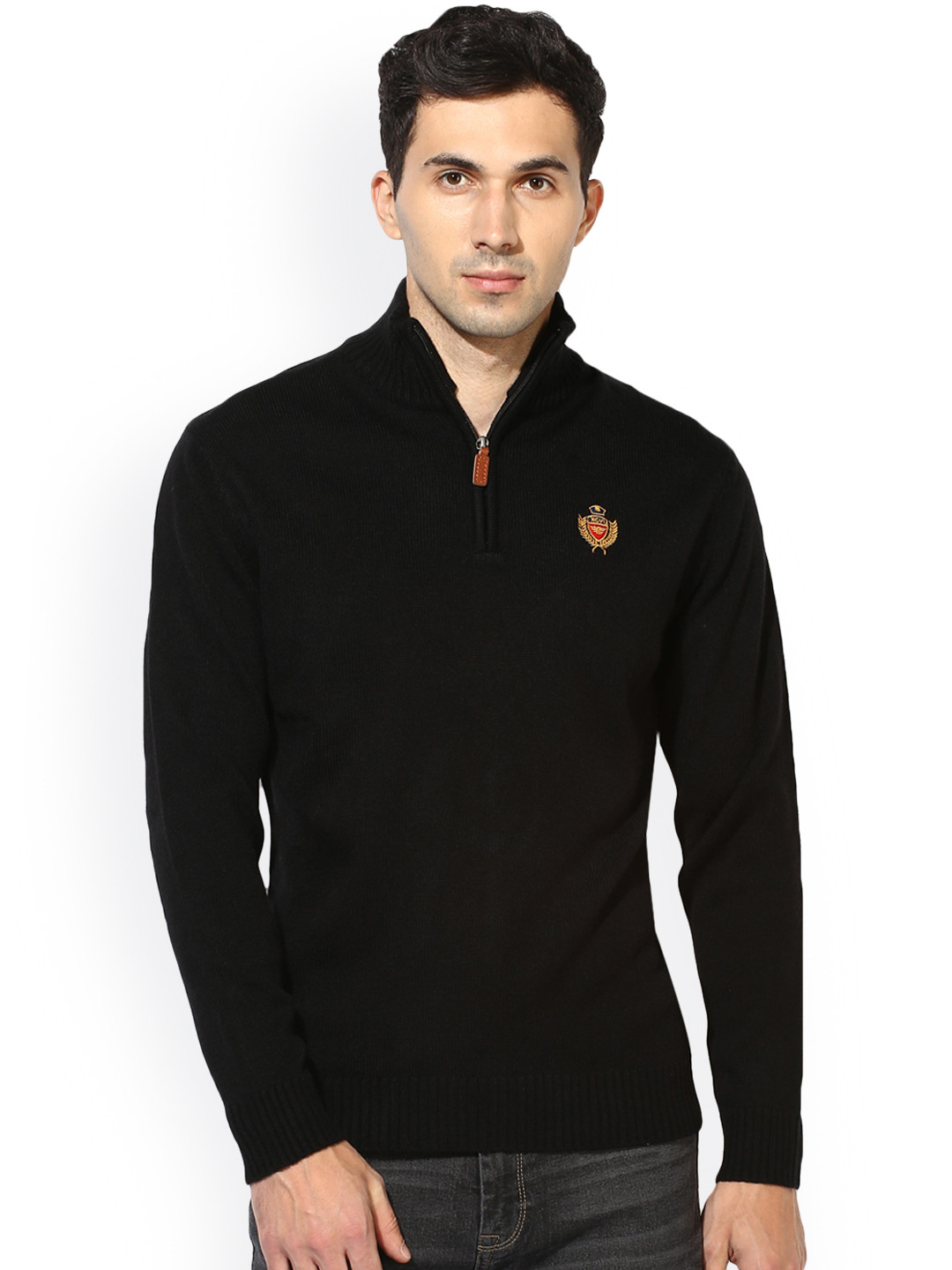Buy Red Tape Men Black Solid Woolen Pullover - Sweaters for Men 7088837 ...