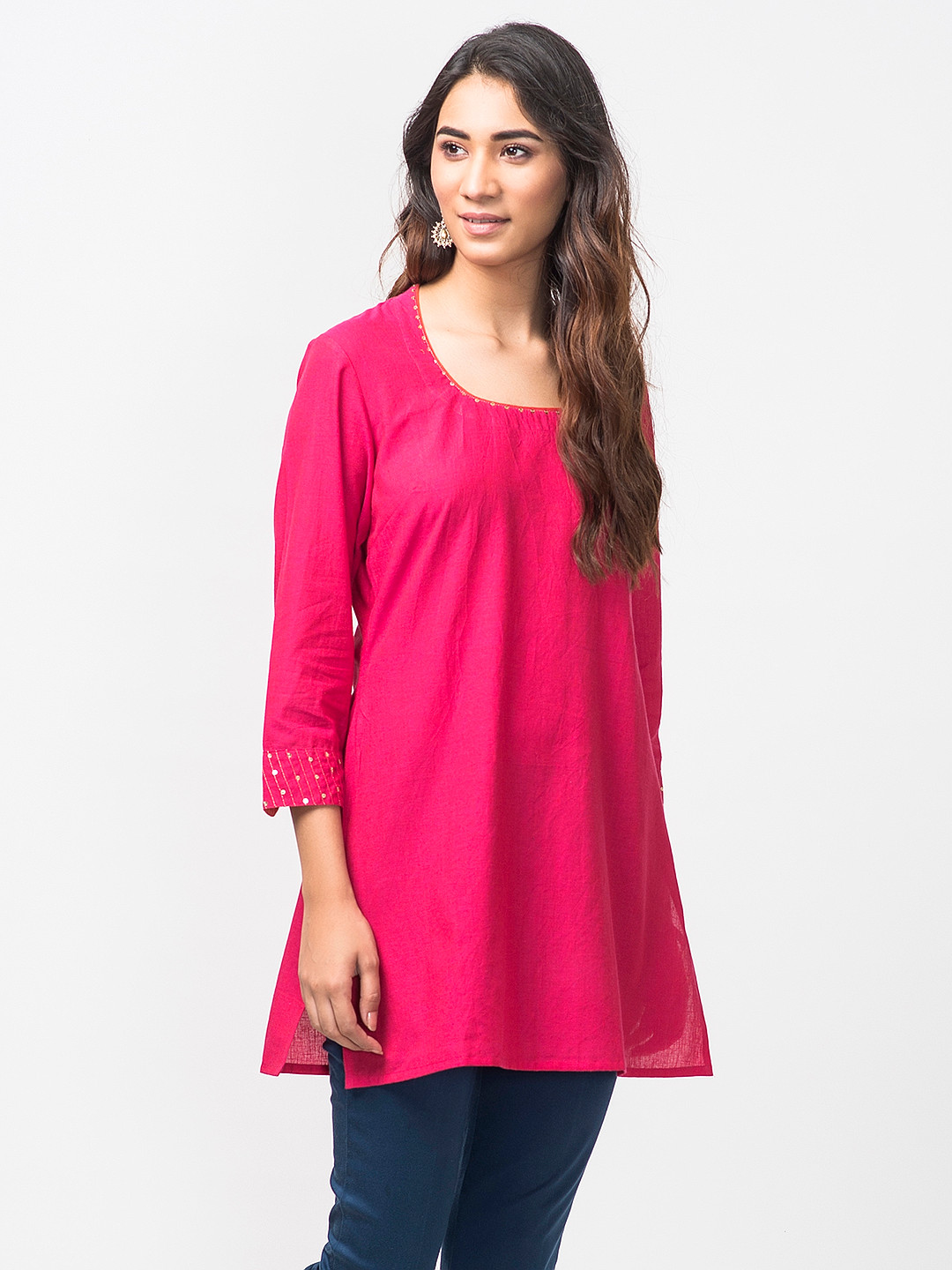 Buy Fabindia Pink Solid Tunic - Tunics for Women 7093303 | Myntra