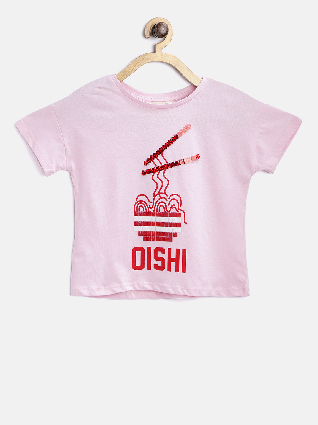 Buy Mango Kids Girls Pink Printed Round Neck T Shirt - Tshirts for ...