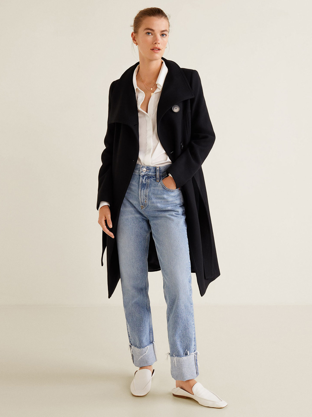 Buy MANGO Women Navy Blue Solid Overcoat - Coats for Women 7098504 | Myntra