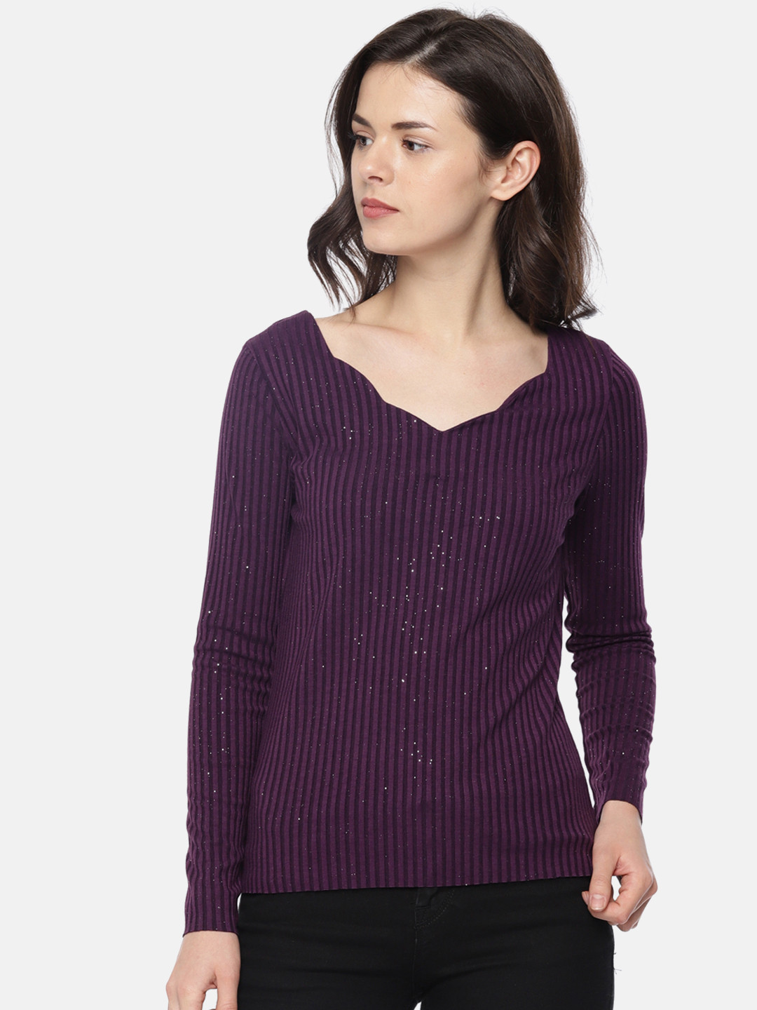 Buy CODE By Lifestyle Women Purple Solid Styled Back Top - Tops for ...