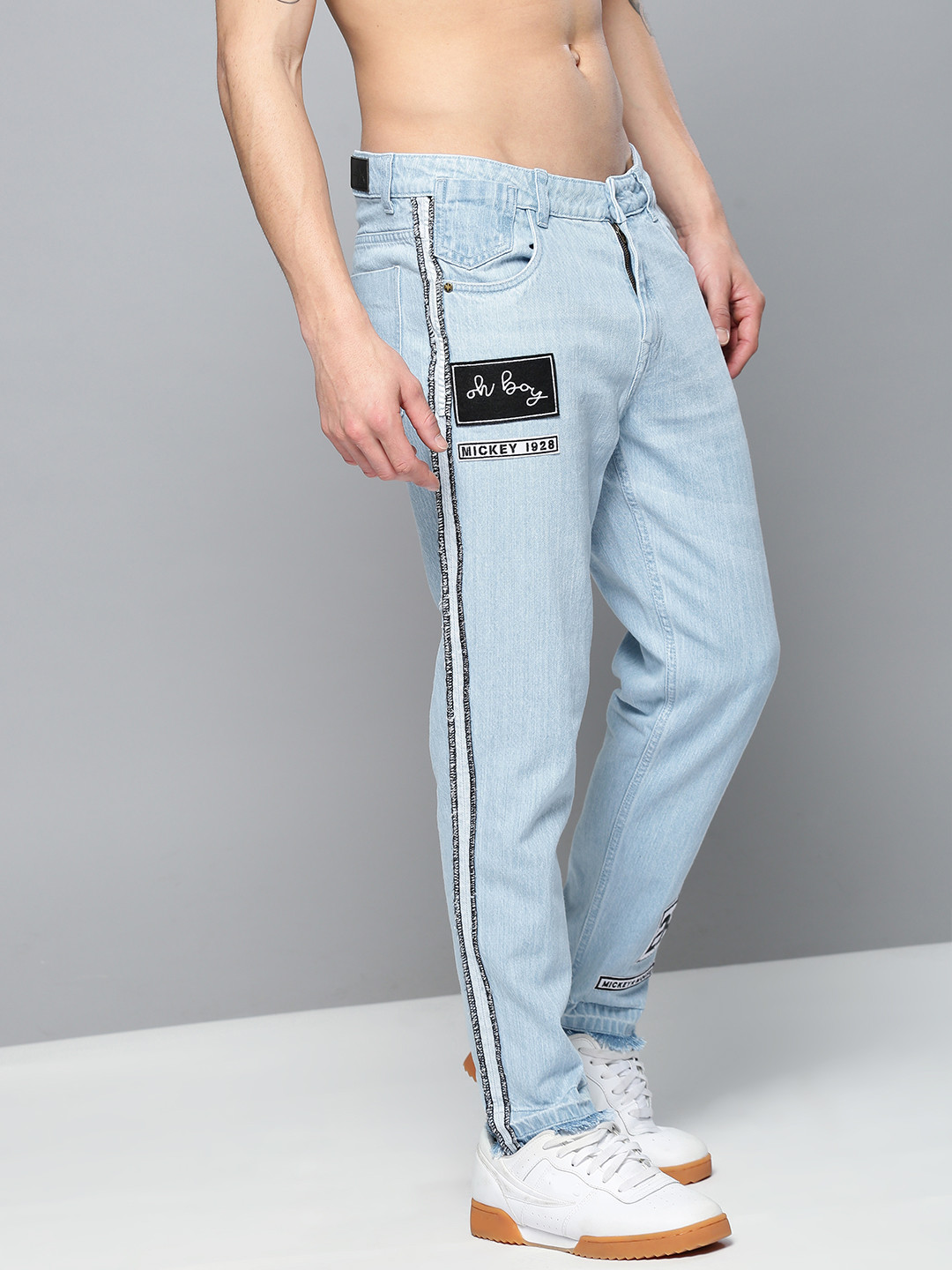 Buy Kook N Keech Disney Men Blue Straight Fit Mid Rise Side Stripes ...