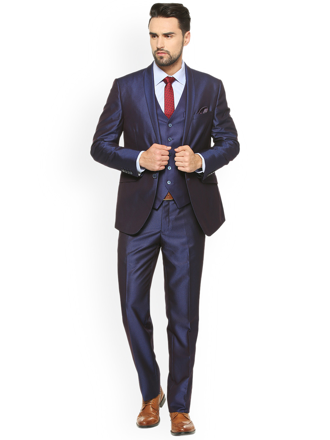 Buy Van Heusen Men Blue Single Breasted Slim Fit Suit - Suits for Men ...