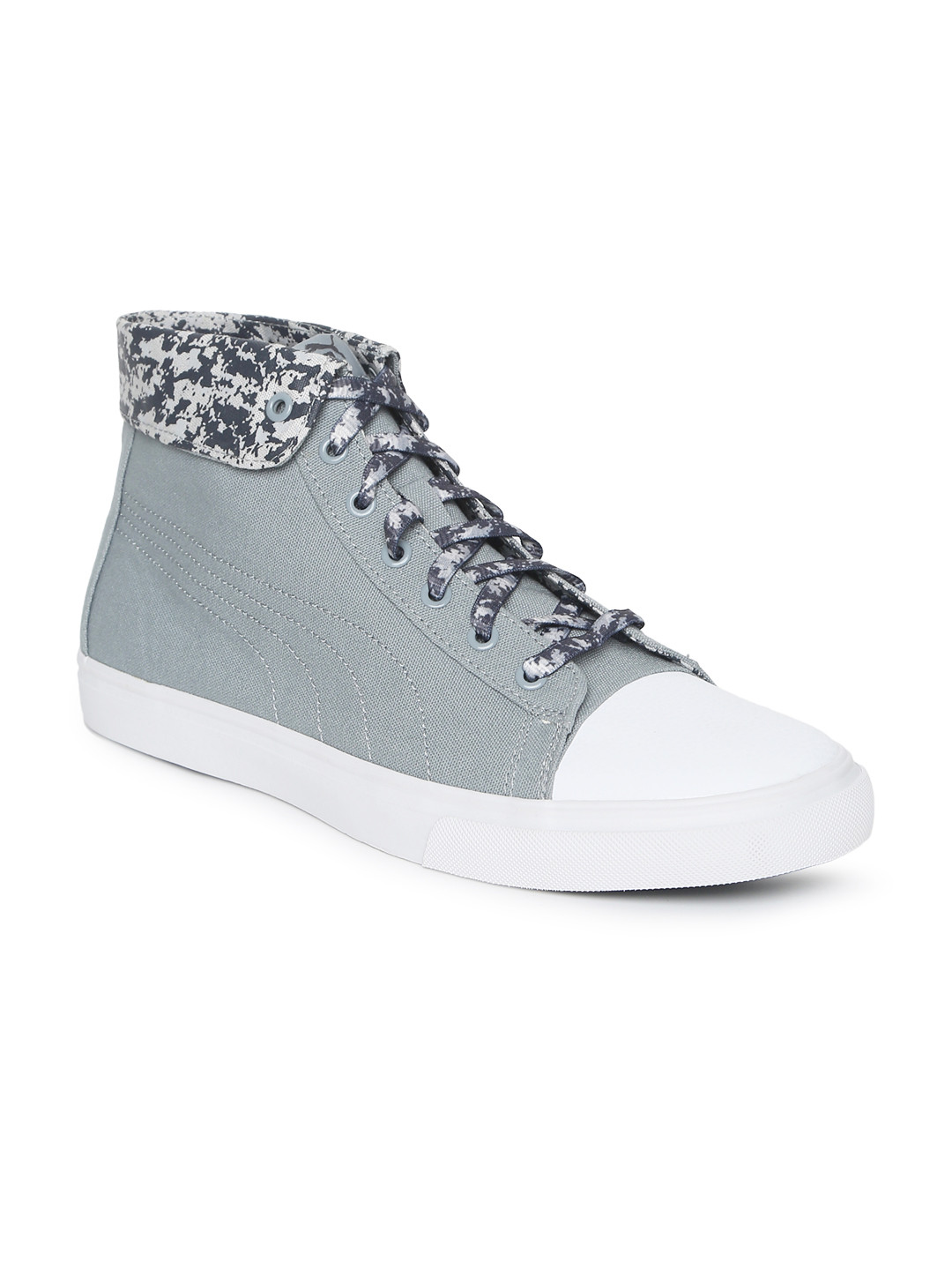 Buy Puma Men Grey Printed Canvas Mid Top Rap Mid Graphic Lace Sneakers ...